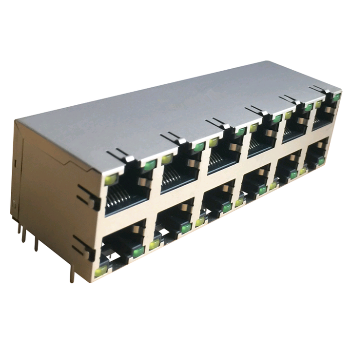 AJT49D88G3 Modular Jack Ethernet Connector Without LED 2x8 Port RJ45 ...