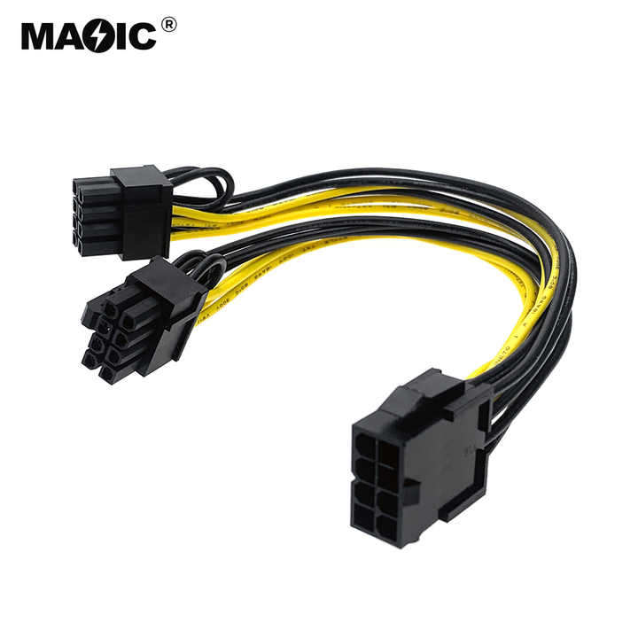 20CM 8 Pin Female to Dual 8 Pin (6+2) Power Adapter Cable
