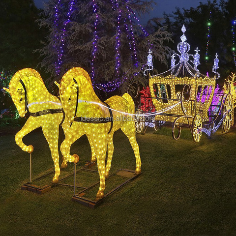 Outdoor 3D life size commercial LED animals sculptures horse lighted ...