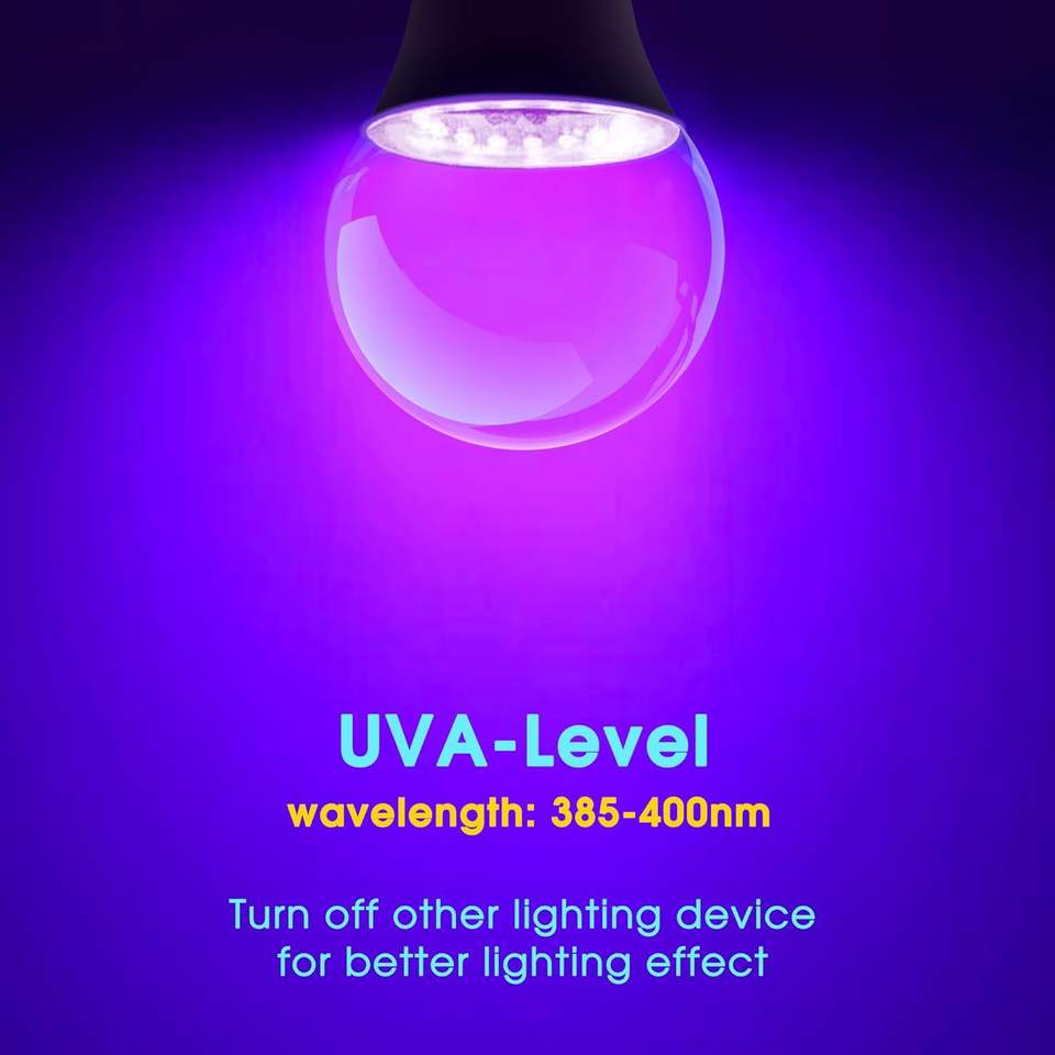 10W UV Black Lamp with Purple UV Light Bulb E27 Base 395nm 110V/220V ...
