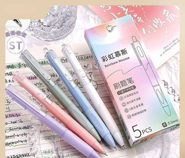Cute Candy Gradient Rubber Plastic 0.5 mm Gel Pens Set Office School ...