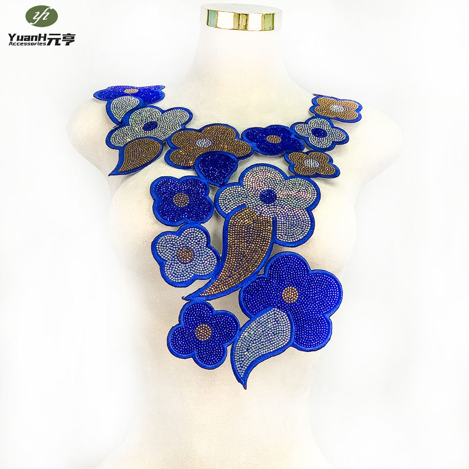 Fashionable Blue Flower Patches Iron on Applique Embroidered Patches ...