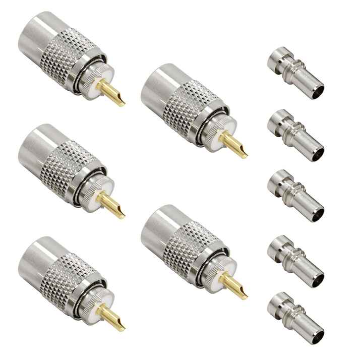 PL259 UHF Male Solder Connector Plug with UG-176 Reducer for Low Loss ...