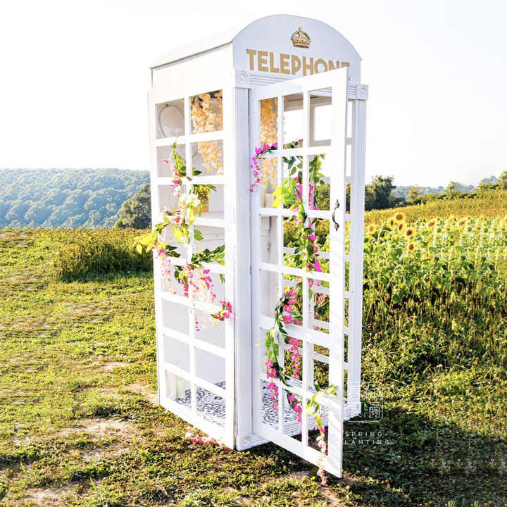 White Phone Booth for Wedding Decor Handmade Iron Crafts Hotel Mall ...