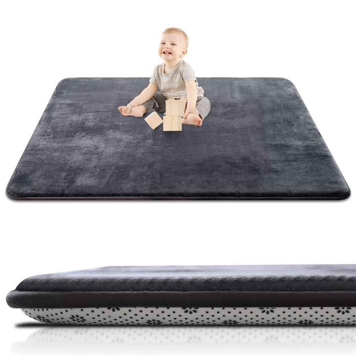 Easy Care Dark Grey Thick Baby Play Mat Playpen Tummy Time Foam ...