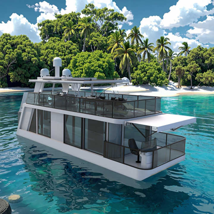 Solar Houseboat - Aluminum Hull, CE Certified, 3 Years Warranty