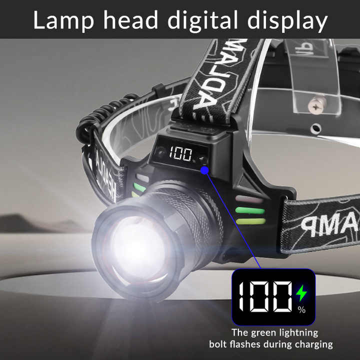 1000m 30W 800lumen Digital Display Hiking Headlight Waterproof Outdoor ...