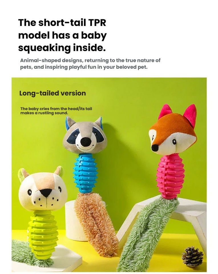 Luxury Novelty Cartoon Squeaky TPR Plush Dog Toys Crinkle Paper Boredom ...