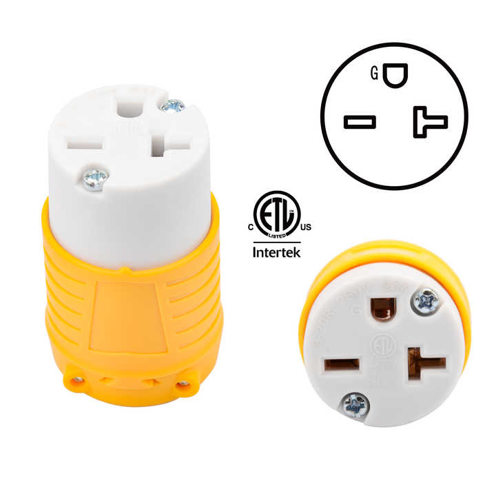 NEMA 6-20R 20A 250V 2 Pole 3 Wire Grounding Industrial Grade Heavy Duty ...