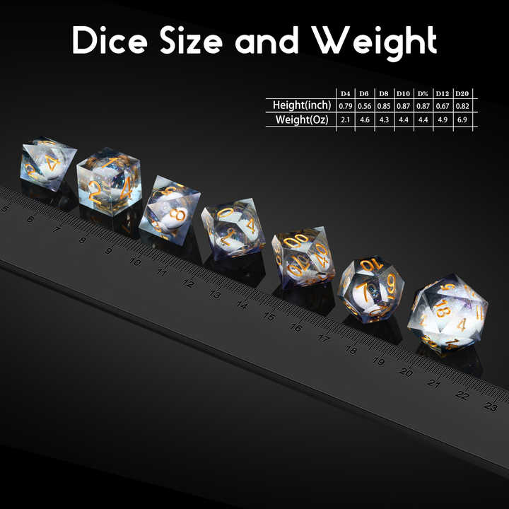 DND Liquid Core Dice Set - Sharp Edge Filled Resin Dice