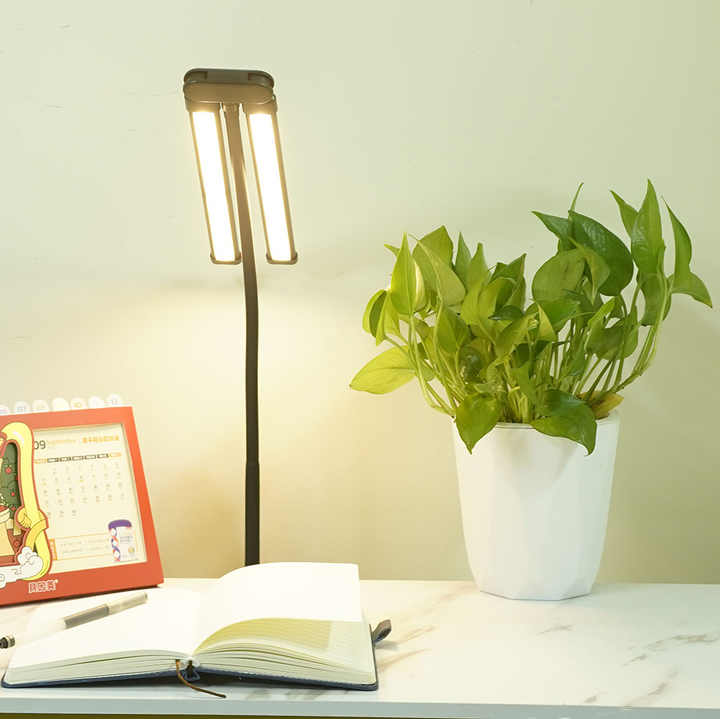 Dual Head Desk Lamp LED Clip on Desk Light Dimmable Reading Lamp Eye ...