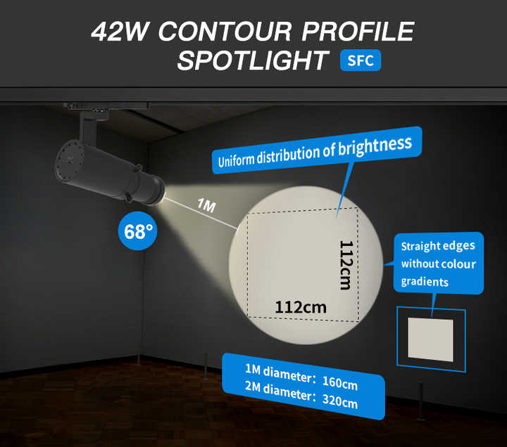 42W 68° Wide Beam Angle DALI Dimmable Contour Profile Led Track Light ...
