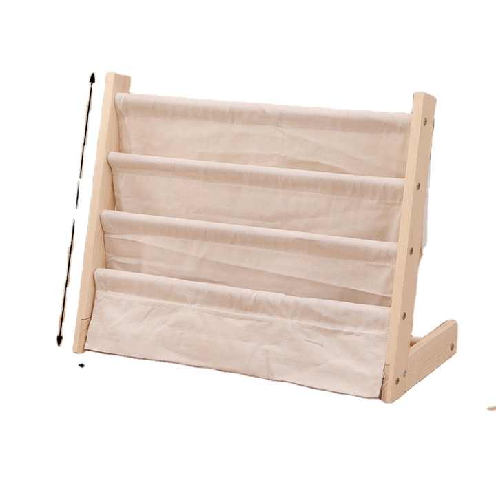 Children's Bookcase 4 Tiers Wooden Kid Cloth Book Rack Storage Natural ...