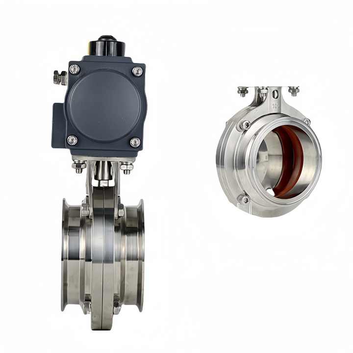 DN50 Pneumatic Sanitary Quick-Install Butterfly Valve Clamp Disc Type ...
