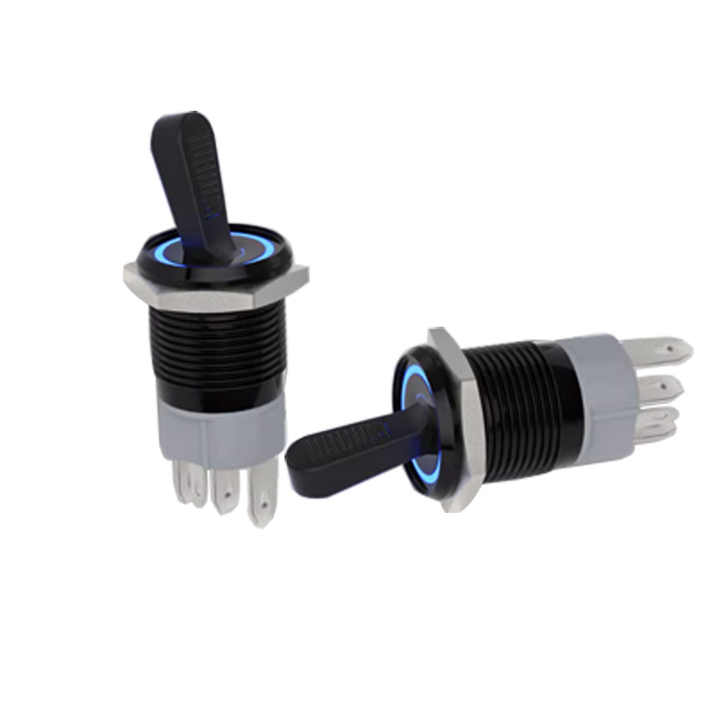 16MM 10A LED Metal Toggle Switch Silver Contact Dial Lever Type Self ...