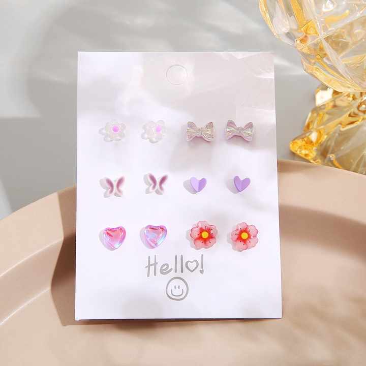 Fanhua Earring INS Style New Summer Cute Student Ear Studs Set Colorful ...