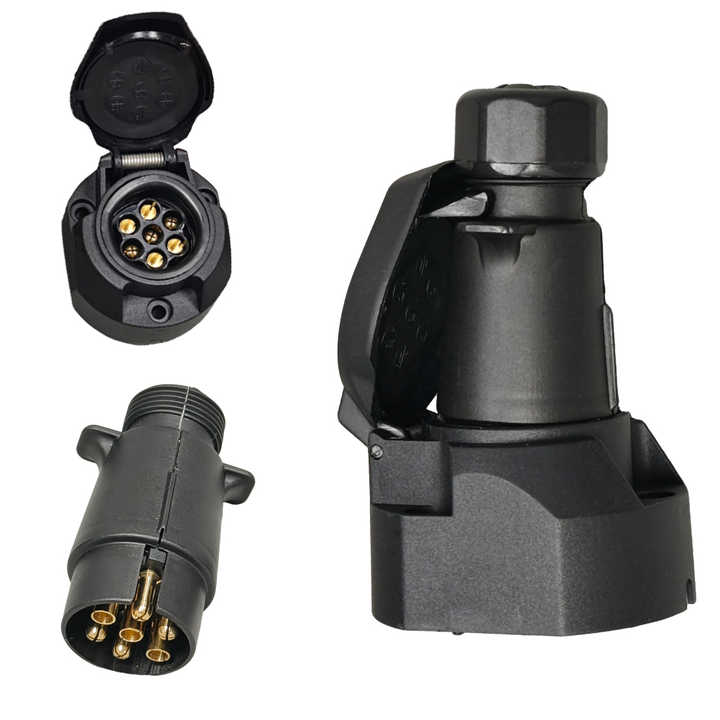 Daiertek 7 Pin 12V Trailer Connector - N-type Round Wiring Plug Adapter ...