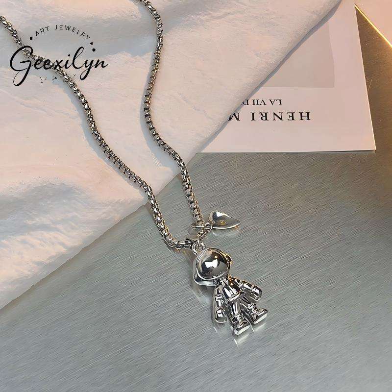 Stainless Steel Astronaut Robot Pendant Link Chain Necklace for ...