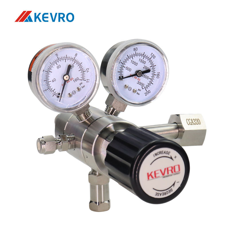 Lab Grade Dual-Stage Regulator With Gauge Stainless Steel Gas Pressure ...