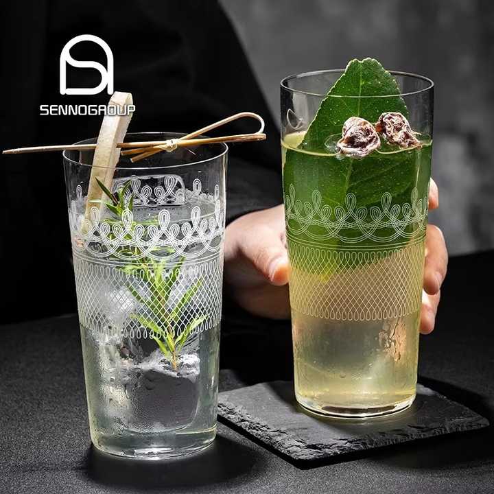 Japanese Style Lightweight Engraved Cocktail Glass Collins Glass Long ...