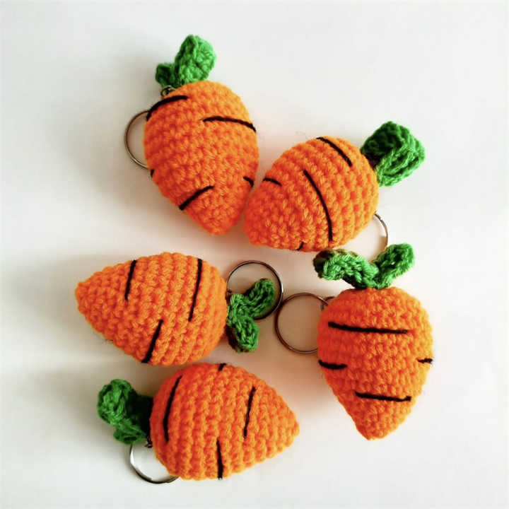 Factory Custom 100%Handmade Crochet Mini Fruits Vegetables Keychain ...