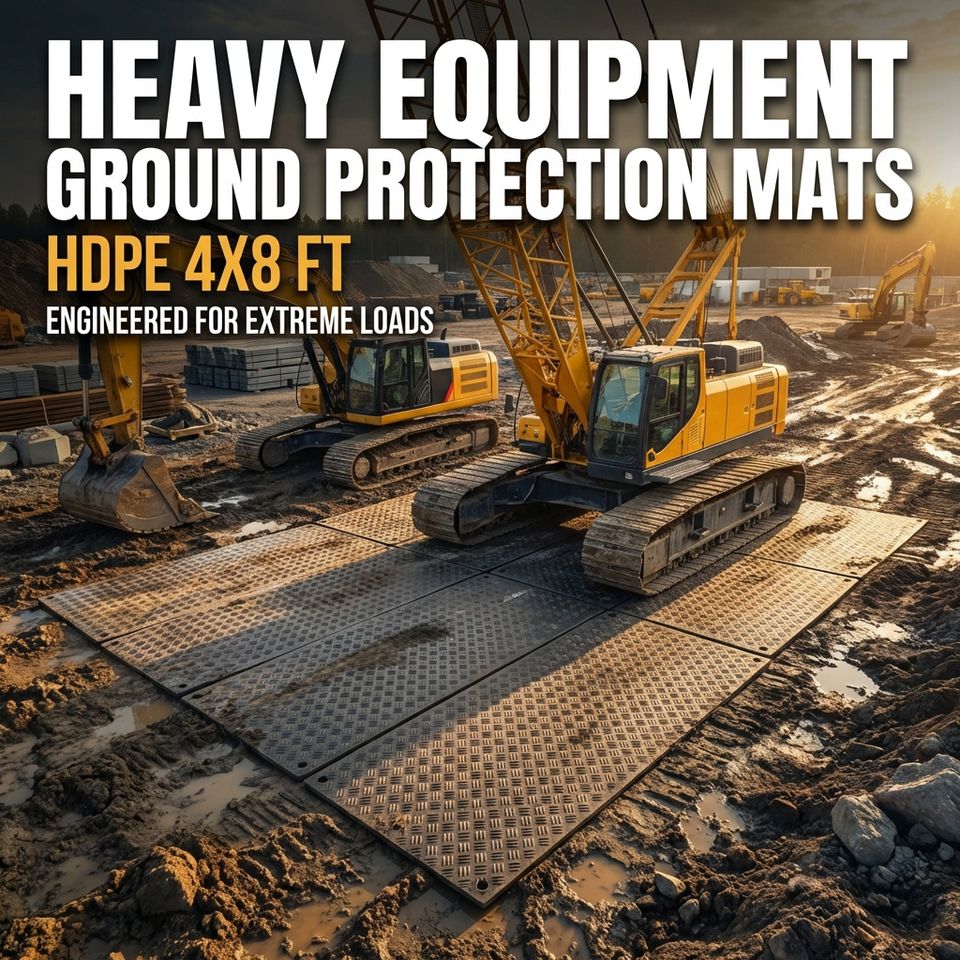Heavy Duty HDPE Ground Protection Mats 4x8 ft Lightweight Anti Slip ...