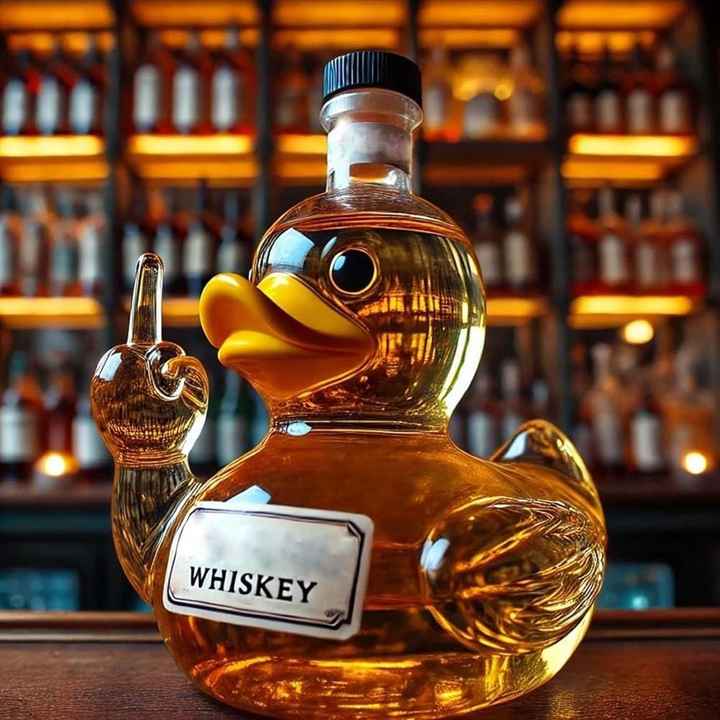 Funny Whiskey Decanter - 10 Oz Middle Finger Duck Bottle