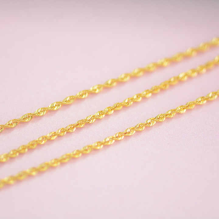 9k Real Gold Plated Rope Chain 2mm Men Chain Necklace Women Chains 16 ...
