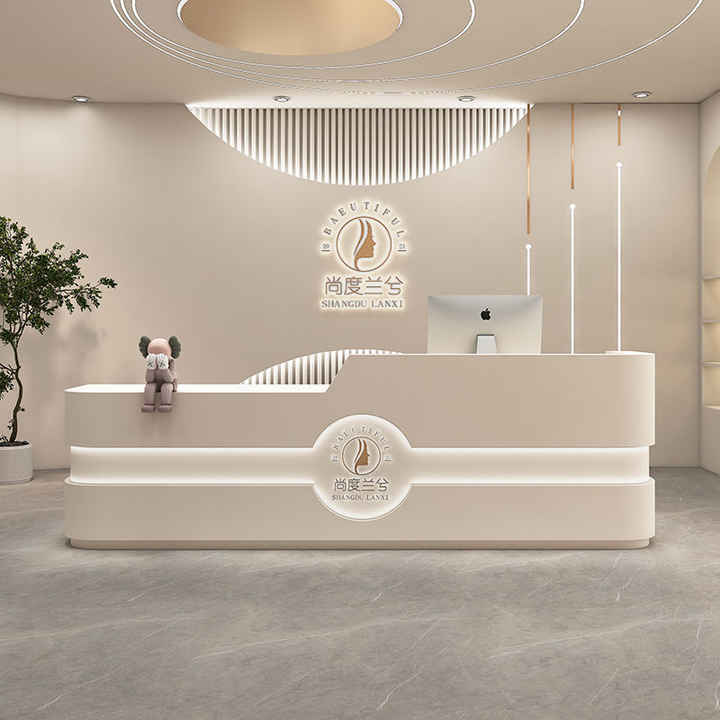 Modern Luxury Reception Desk with Custom Logo & Panel Design - OEM