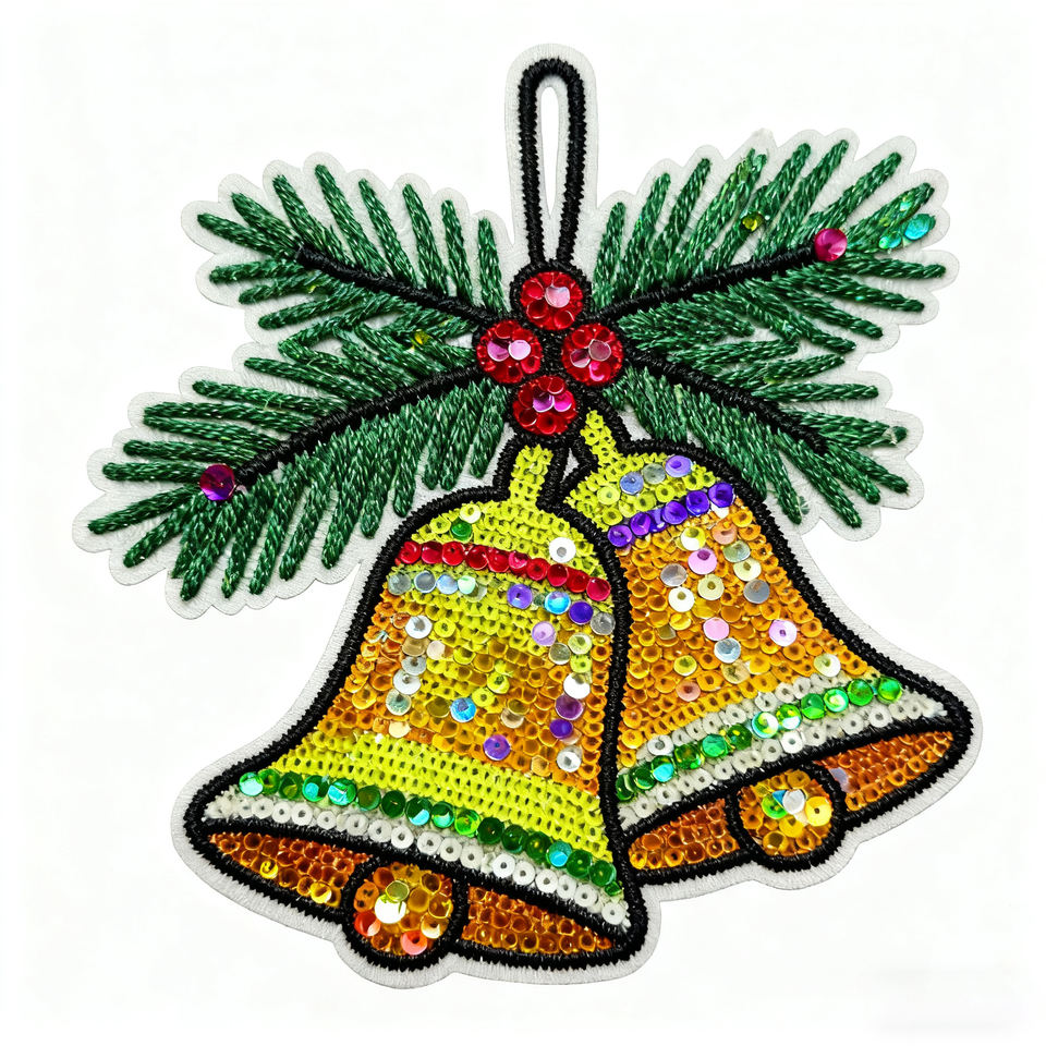 Festive Snowman Sleigh Christmas Tree Themed Embroidered Sequin Patches ...