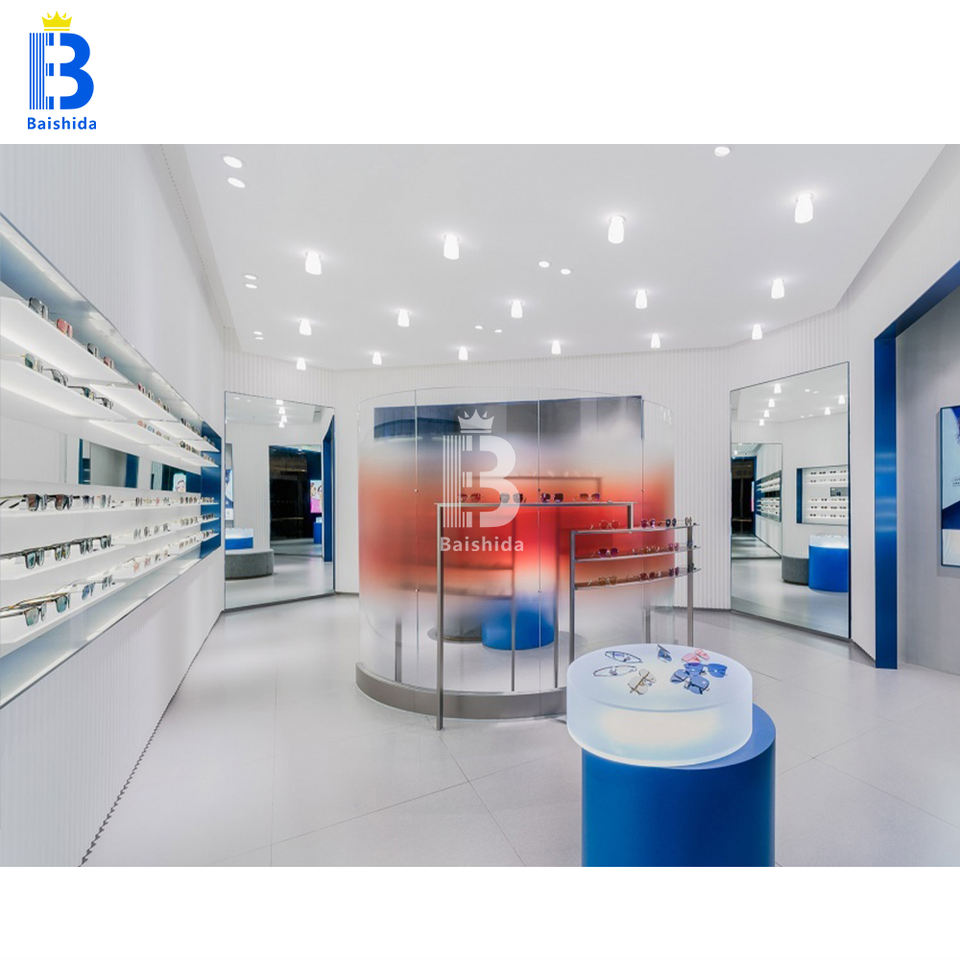 Custom Optical Shop Display Cabinet Triangle Space Optical Shop ...