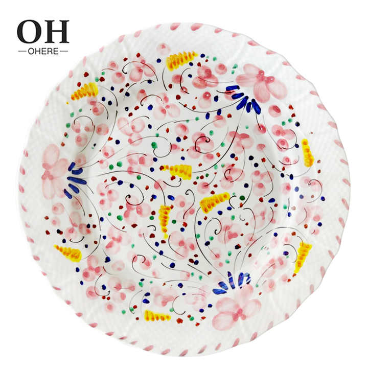 Pink Floral Pattern Dinnerware - Fresh Bone China Plates