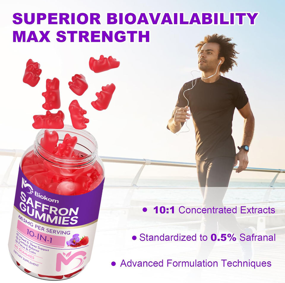 OEM 10-in-1 Saffron Extract Gummies Supplements with Magnesium, Zinc ...