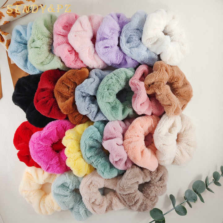 2024 New Autumn Winter Soft Plush Hair Tie Scrunchie Plush Hairband ...