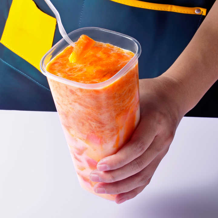 Disposable Square Plastic Cup with Lid for Milk Shake Fruit Tea ...