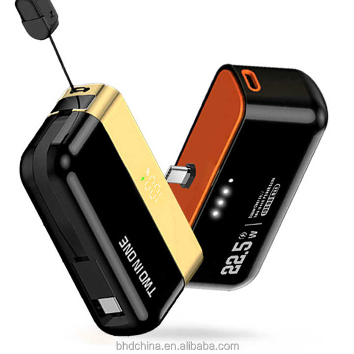 New Invention 2025 10000mah 22.5W 2 in 1 Digital Display Phone Charger Outdoor Super Fast ...