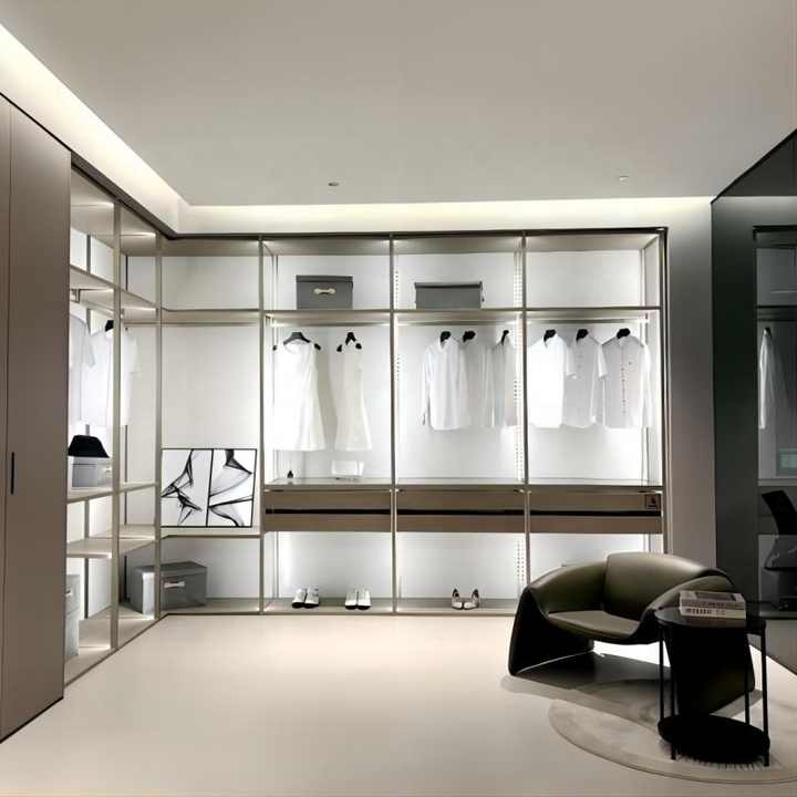 Luxury Modern Bedroom Walk in Closet Aluminum Profile Wardrobe Cabinet ...