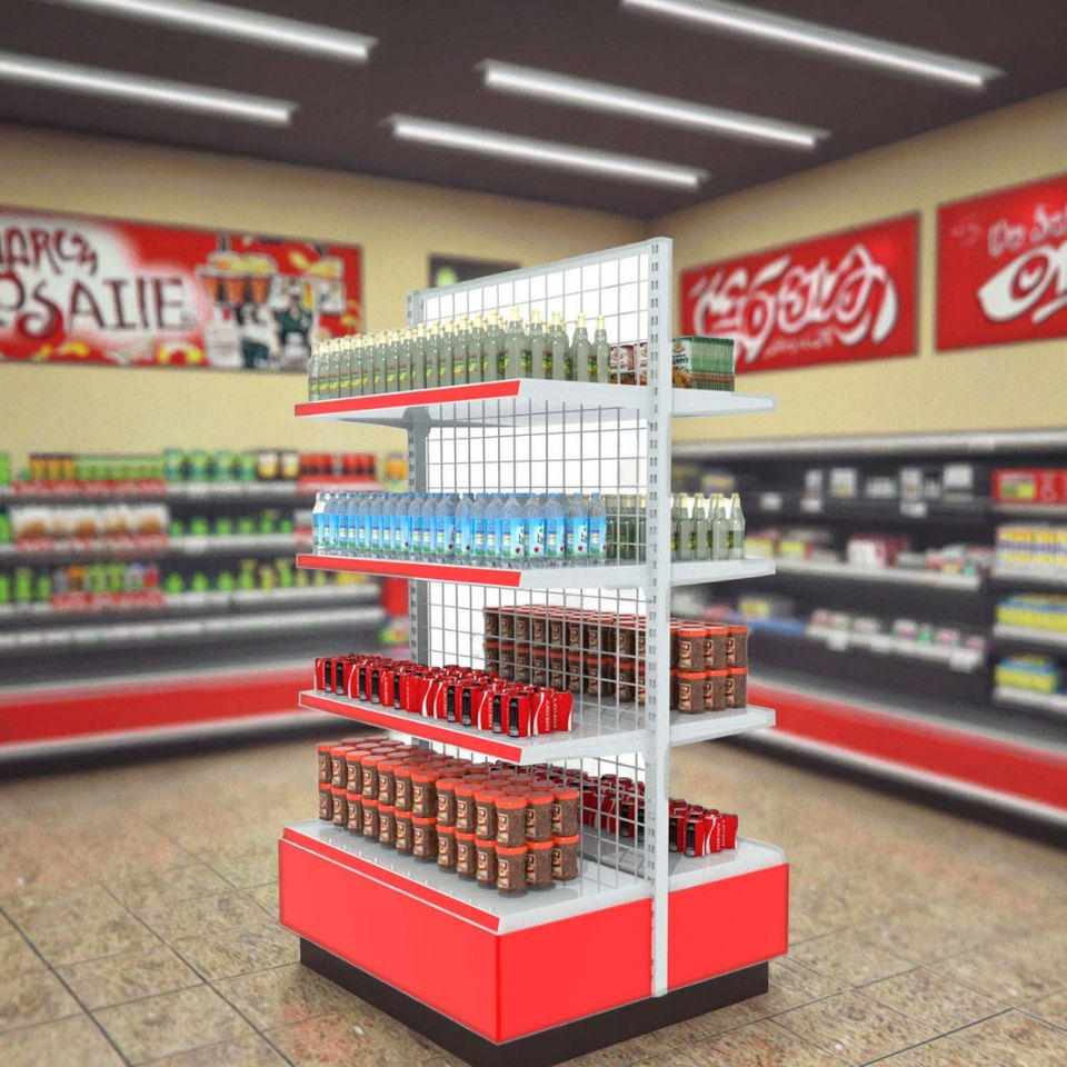 Single-Sided Adjustable Freestanding Supermarket Gondola Rack Light ...