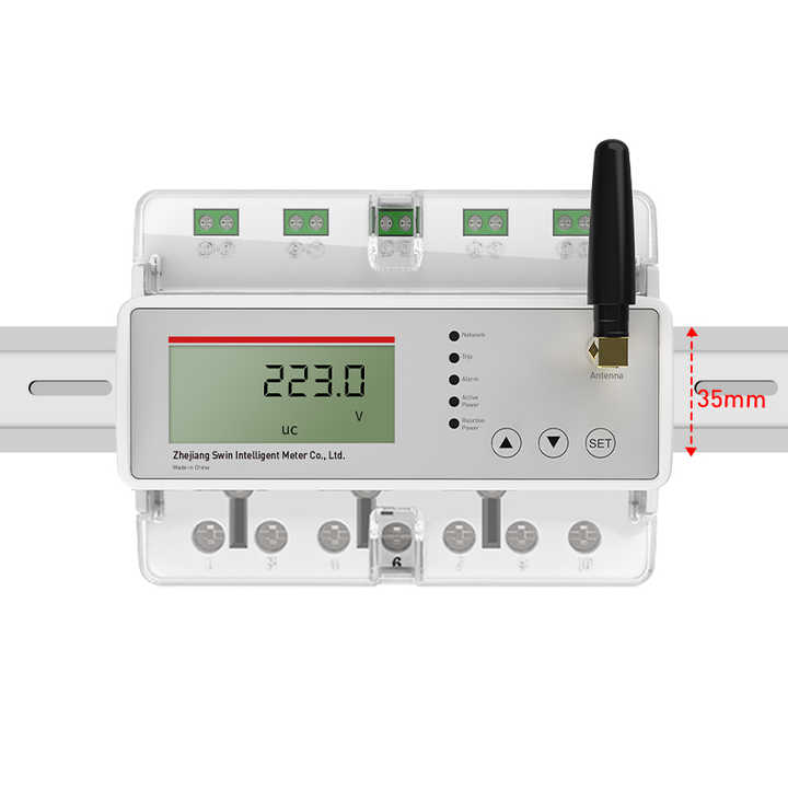LCD Din Rail 3-Phase 4G Smart Prepaid Reading Electric Power Meter CT Mutual Inductance ...