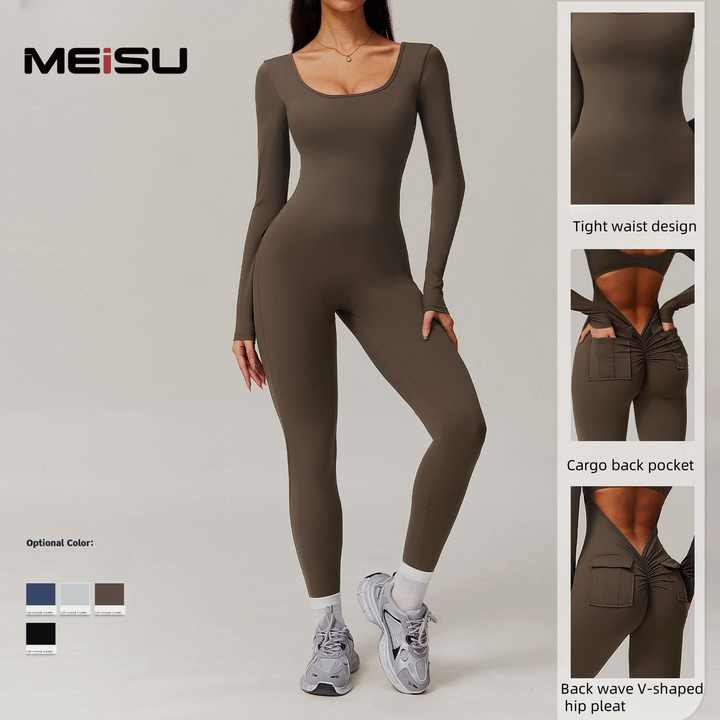 MEISU Tracksuit Wholesale Scrunch Butt Bodysuit Sport Wear Outfit Gym ...
