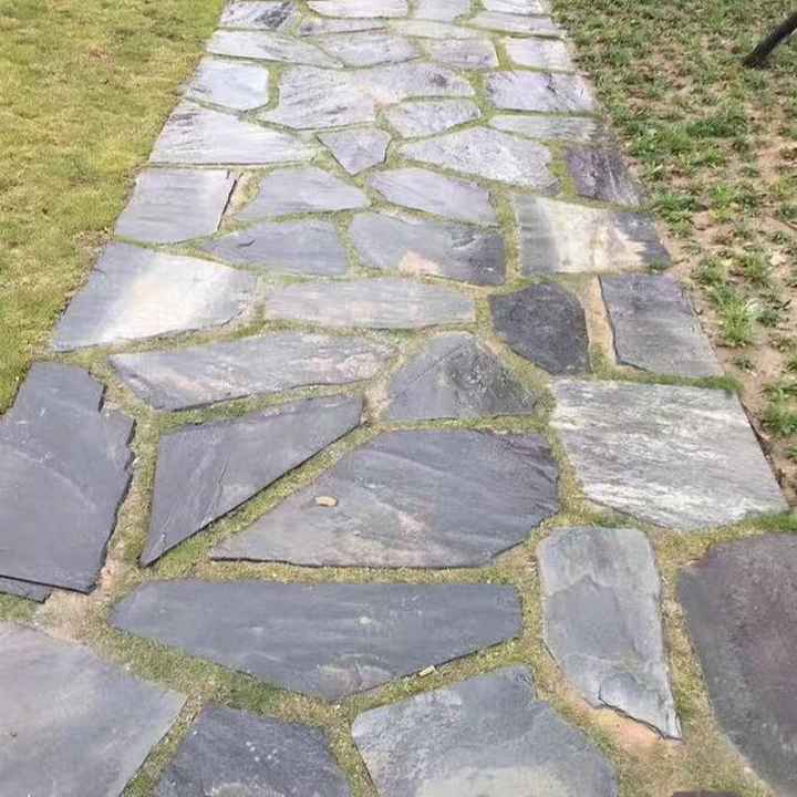 Black Granite Random Flagstone Black Basalt Stone Random Shape Paving ...