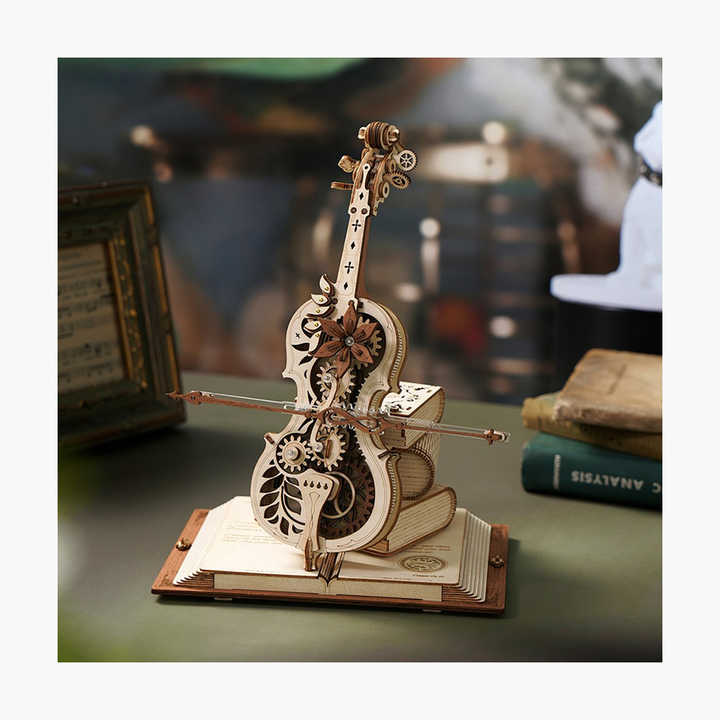 Robotime Rokr DIY Assemble Toys AMK63 Magic Cello Model Kits Mechanical ...