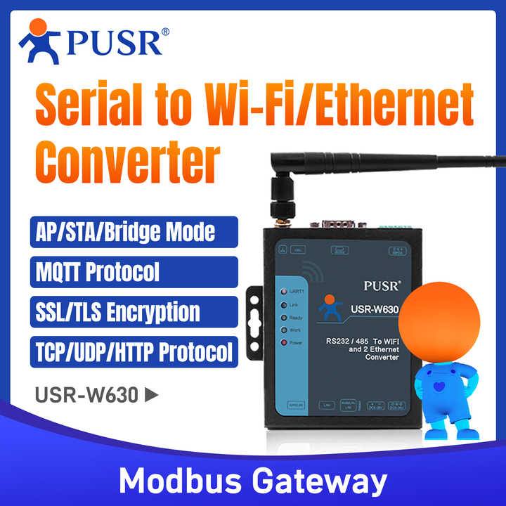 USR-W630 2 Port WiFi to serial converter Modbus Gateway RS232 RS485 to ...