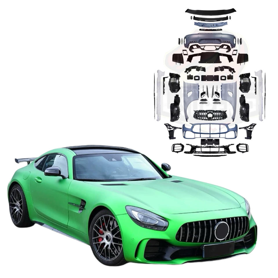 AMG GTR Style Dry Carbon Fiber + PP Plastic Car Bumpers 1:1 Wide Body ...