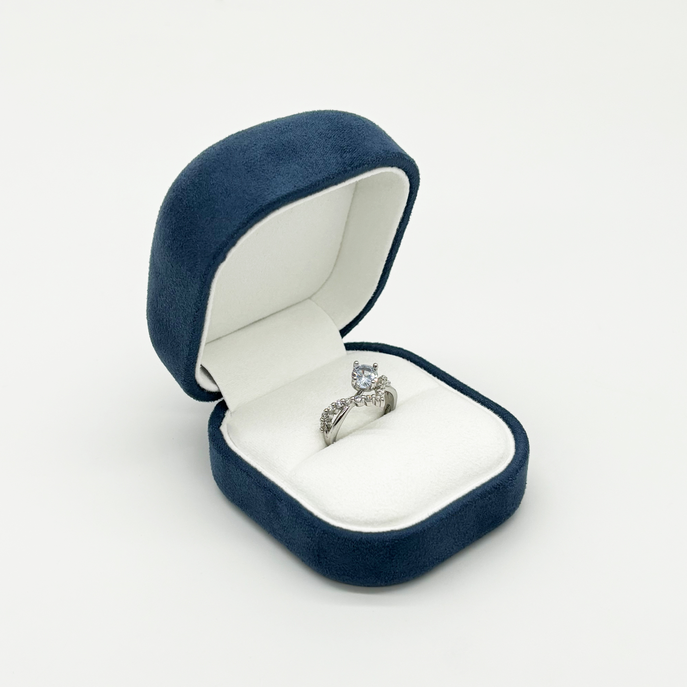 Navy Blue Velvet Jewelry Box Fashion Wholesale Retail Gift Ring ...