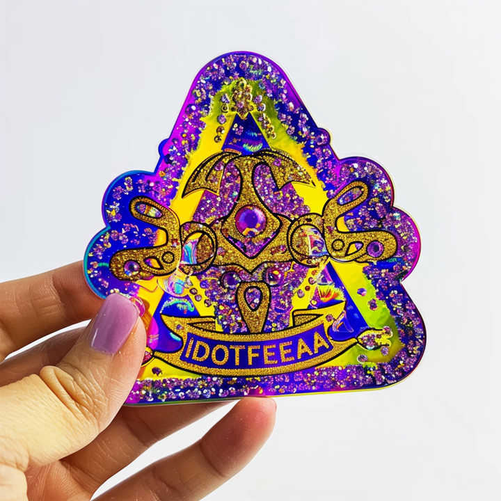 Custom Die Cut Glitter Holographic Logo Sticker Printing