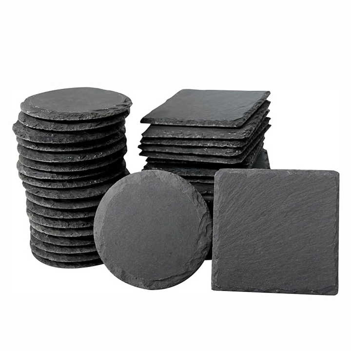 Wholesale Custom Black Slate Stone Coasters - Durable & Stylish