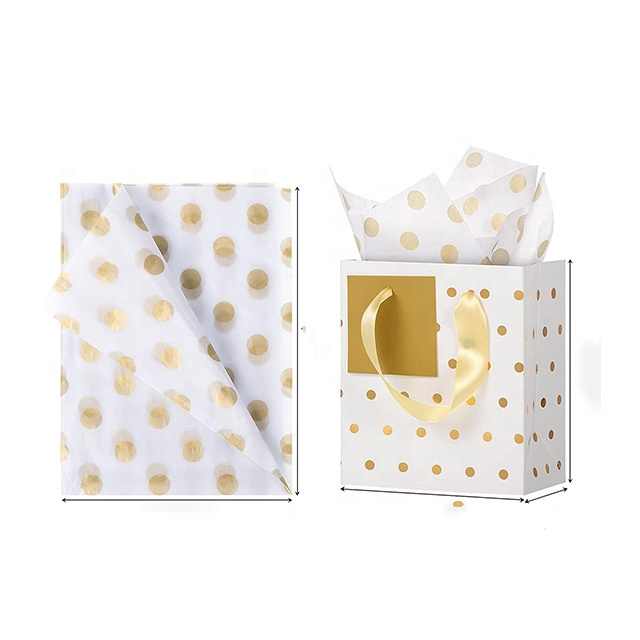 Luxury Custom Shiny Gold Foil logo Dotted Wrapping Tissue Paper for ...