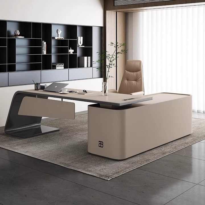 Modern Luxury Executive Office Furniture Boss Desk Mahogany Finish ...