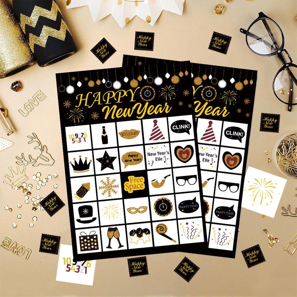 Custom Coated Paper 2026 Happy New Year Bingo Cards New Year Eve Games ...